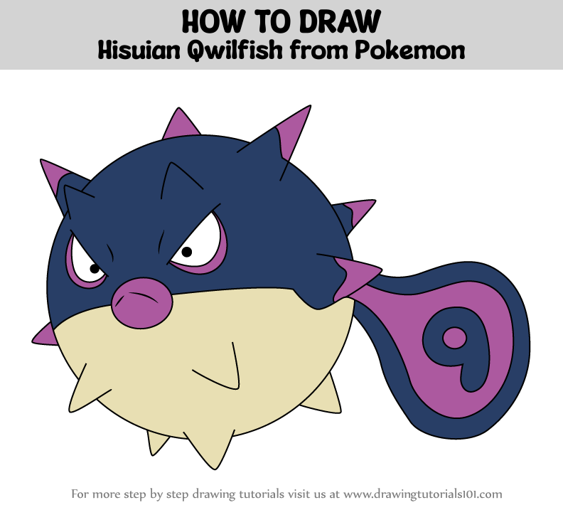 How to Draw Hisuian Qwilfish from Pokemon (Pokemon) Step by Step ...