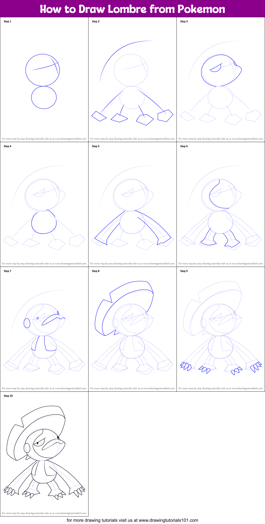 How to Draw Lombre from Pokemon (Pokemon) Step by Step ...