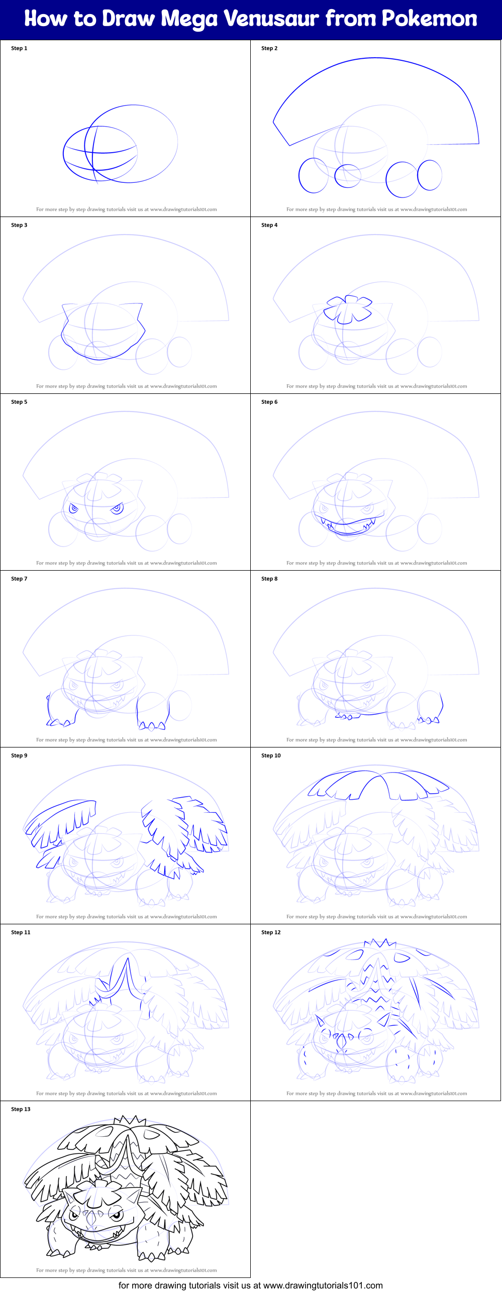 How To Draw Mega Venusaur From Pokemon Pokemon Step By Step How To Draw Mega Venusaur From Pokemon Pokemon Step By Step