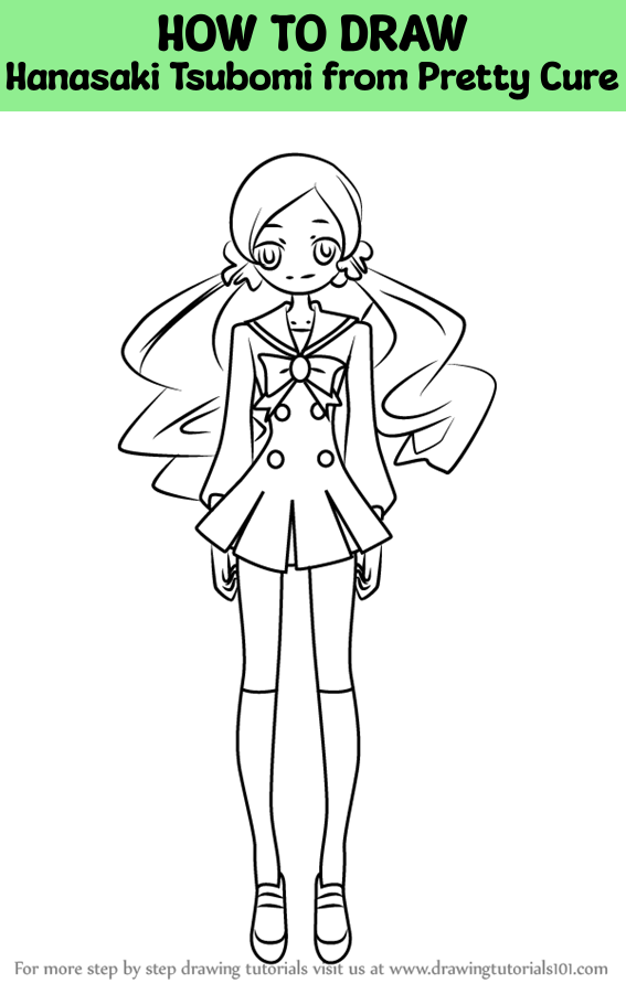How to Draw Hanasaki Tsubomi from Pretty Cure (Pretty Cure) Step by ...