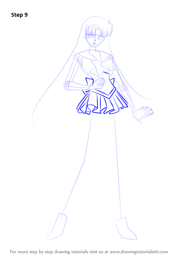 How to Draw Sailor Mars from Sailor Moon (Sailor Moon) Step by Step ...