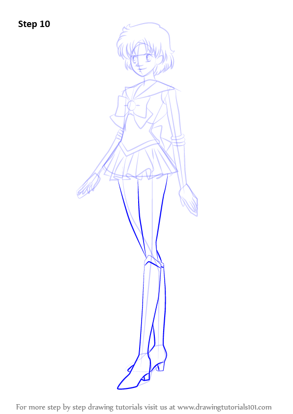 How to Draw Sailor Mercury from Sailor Moon (Sailor Moon) Step by Step ...