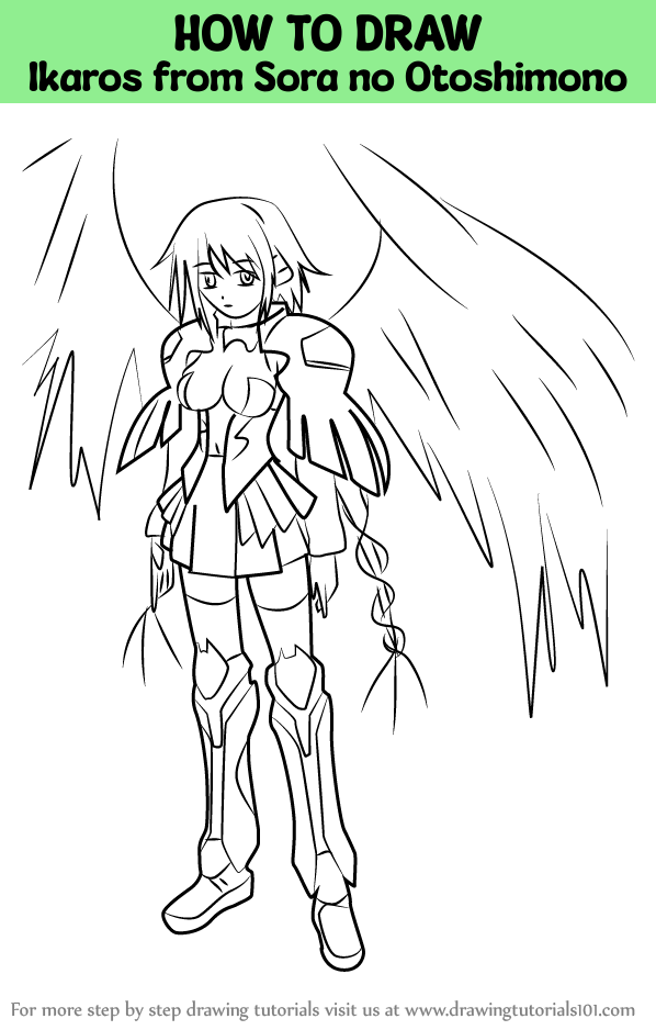 How to Draw Ikaros from Sora no Otoshimono (Sora no Otoshimono) Step by ...