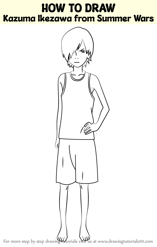 How to Draw Kazuma Ikezawa from Summer Wars (Summer Wars) Step by Step ...