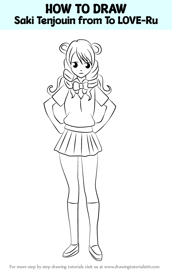 How to Draw Saki Tenjouin from To LOVE-Ru (To Love-Ru) Step by Step ...