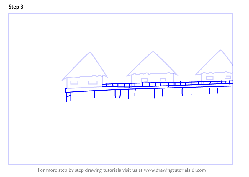 How to Draw Beach Huts (Beaches) Step by Step | DrawingTutorials101.com