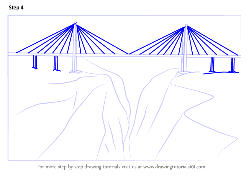 How to Draw Duge Bridge (Bridges) Step by Step | DrawingTutorials101.com