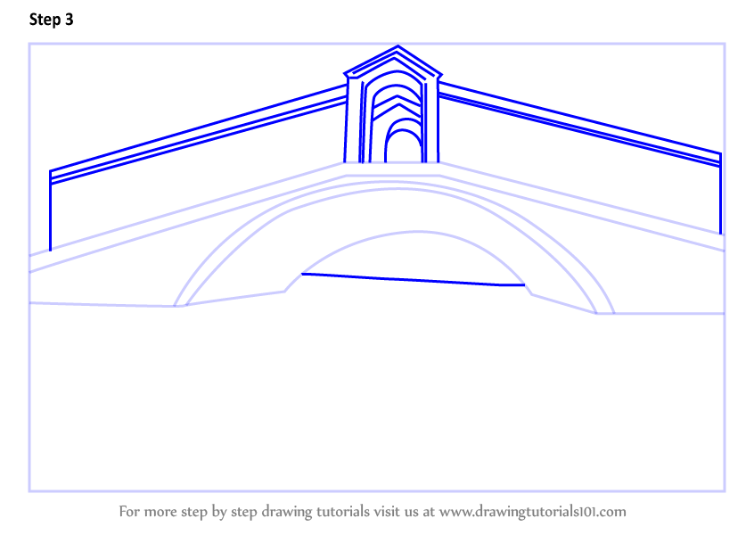 How to Draw Rialto Bridge (Bridges) Step by Step | DrawingTutorials101.com