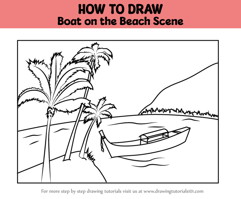 Easy To Draw Beach Scene How To Draw A Beach Really Easy Drawing