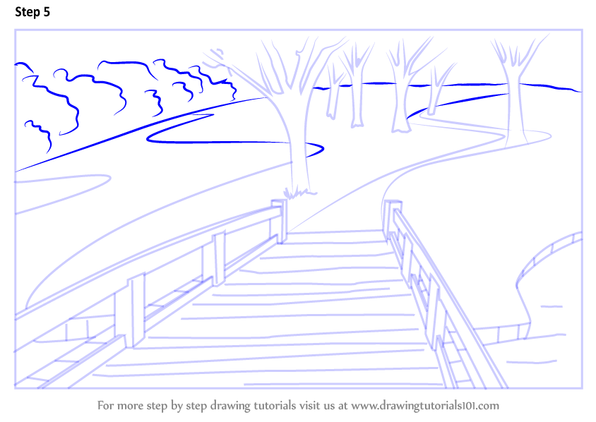 How To Draw A Park With Pencil