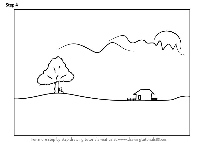 How to Draw Sunset Scene (Sunsets) Step by Step | DrawingTutorials101.com