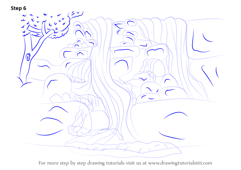 How to Draw a Rocky Waterfall (Waterfalls) Step by Step ...