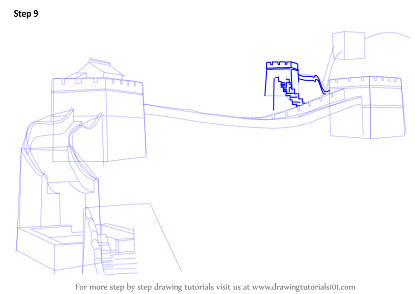 How to Draw Great Wall of China (World Heritage Sites) Step by Step ...