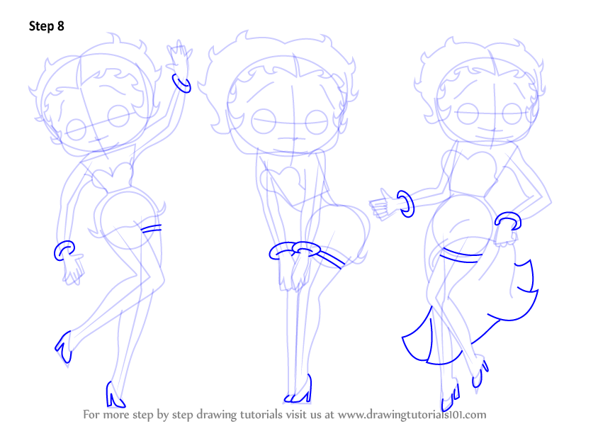 How to Draw Betty Boop (Betty Boop) Step by Step | DrawingTutorials101.com