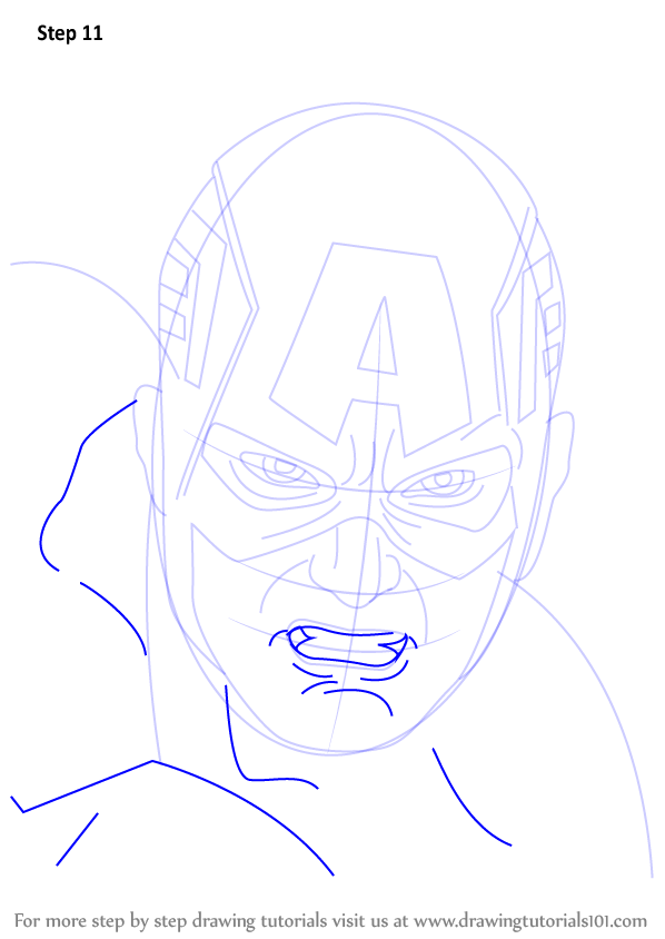 How to Draw Captain America Face (Captain America) Step by Step ...