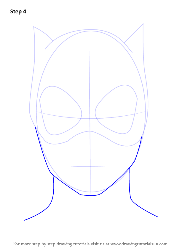 How to Draw Catwoman Face (Catwoman) Step by Step | DrawingTutorials101.com