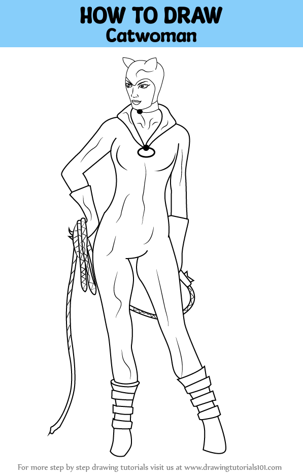 How to Draw Catwoman (Catwoman) Step by Step | DrawingTutorials101.com