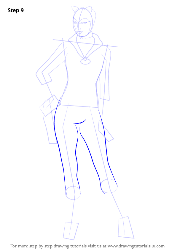 Step by Step How to Draw Catwoman : DrawingTutorials101.com