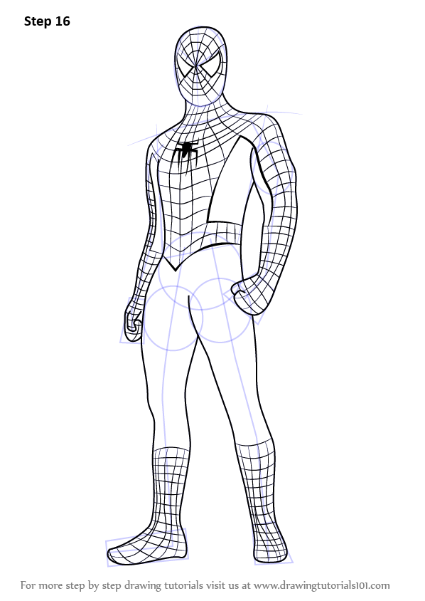Learn How To Draw Spiderman Standing Spiderman Step By Step Drawing
