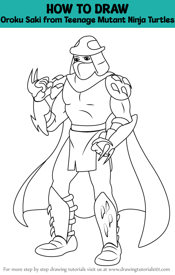 How to Draw Oroku Saki from Teenage Mutant Ninja Turtles (Teenage ...