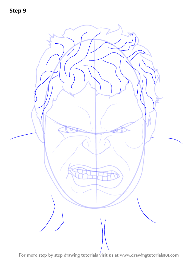 Step By Step How To Draw The Hulk Face DrawingTutorials101