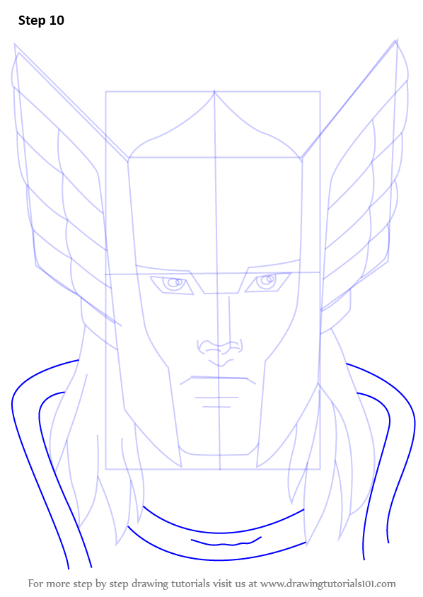 How to Draw Thor Face (Thor) Step by Step | DrawingTutorials101.com