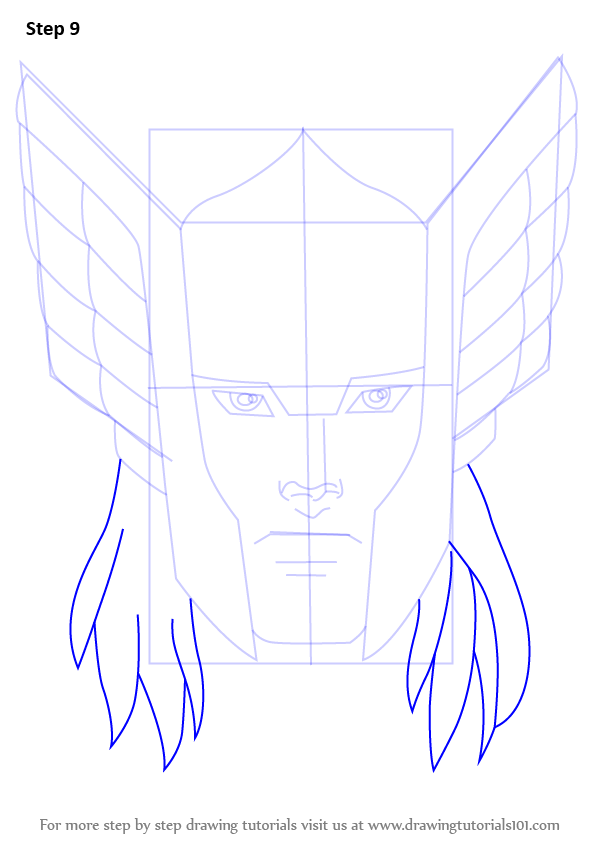 How to Draw Thor Face (Thor) Step by Step | DrawingTutorials101.com