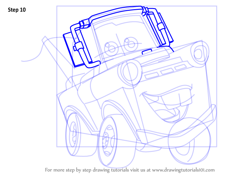 How to Draw Tow Mater from Cars 3 (Cars 3) Step by Step ...