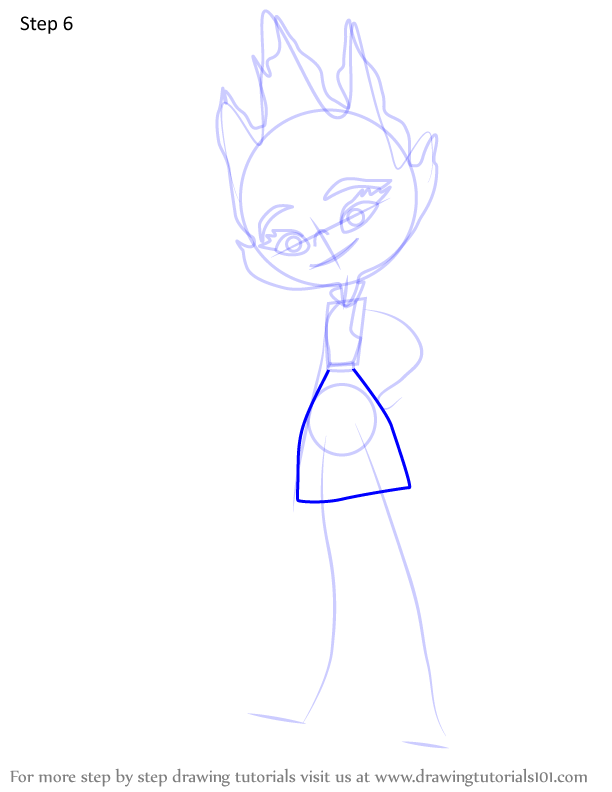 How to Draw Ember Lumen from Elemental (Elemental) Step by Step | DrawingTutorials101.com