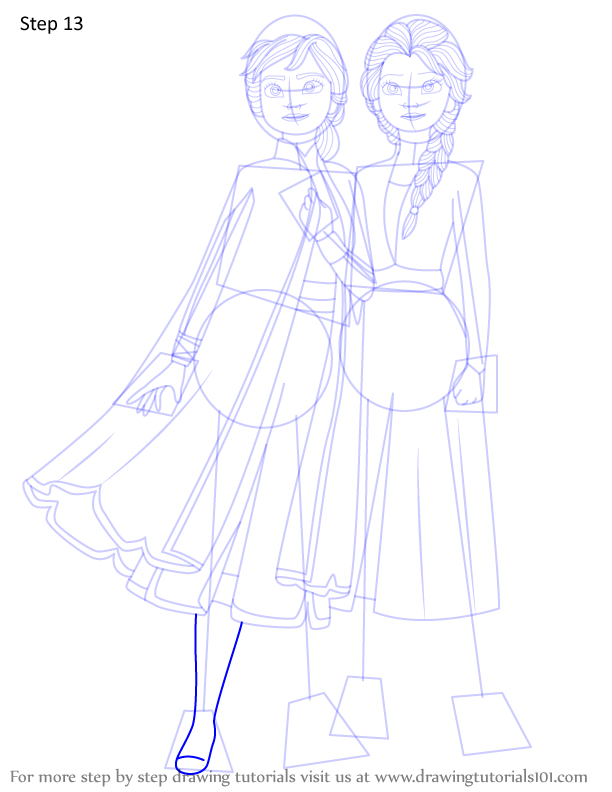 How To Draw Elsa And Anna Step By Step Slowly