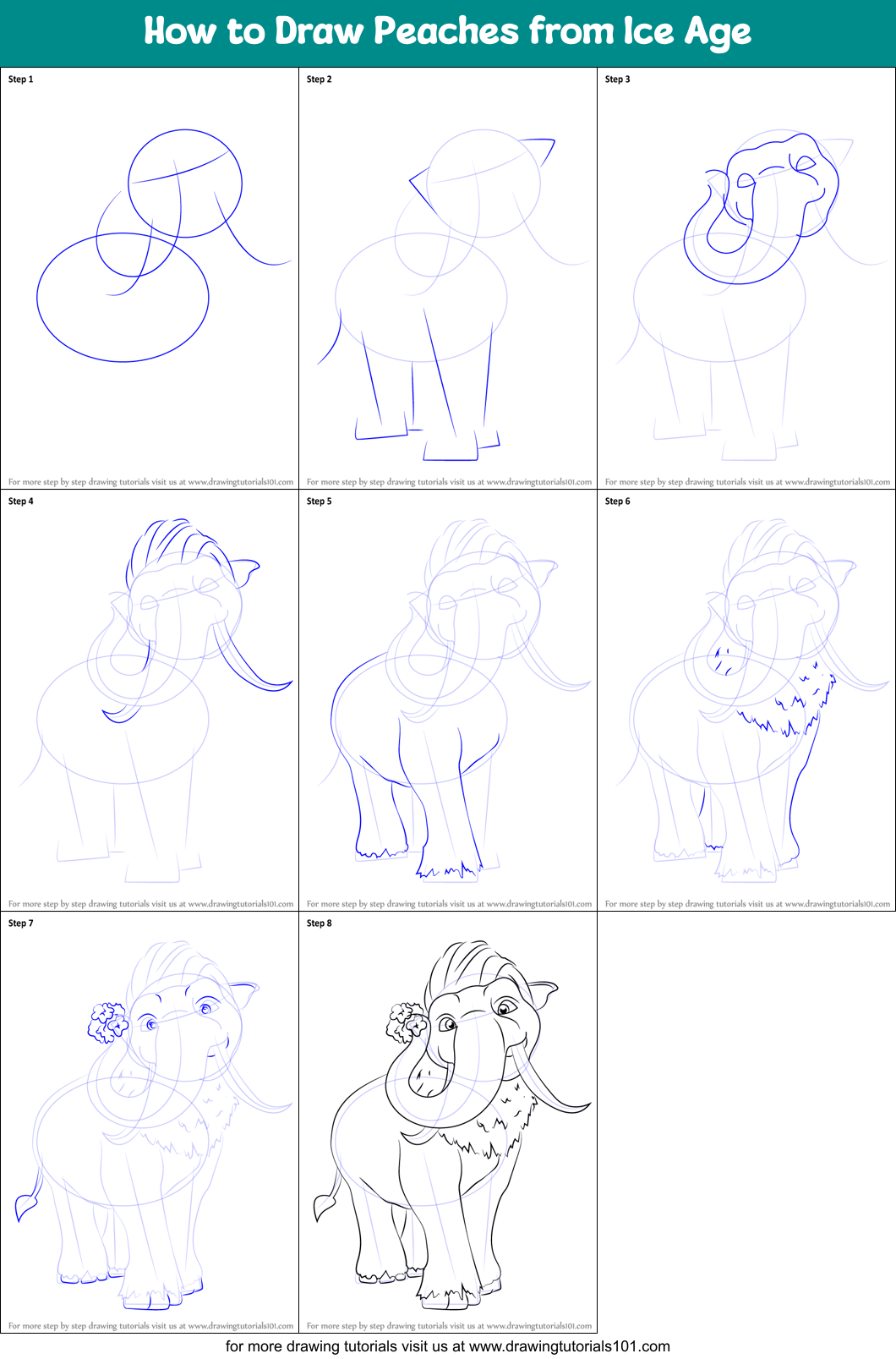 How to Draw Peaches from Ice Age (Ice Age) Step by Step ...