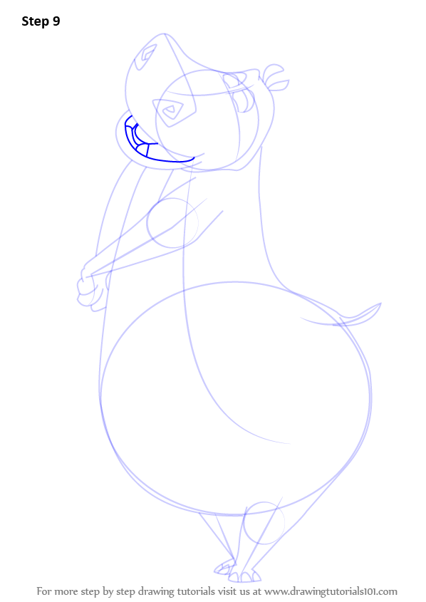 How to Draw Gloria the Hippopotamus from Madagascar (Madagascar) Step ...