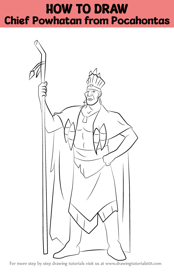 How to Draw Chief Powhatan from Pocahontas (Pocahontas) Step by Step ...