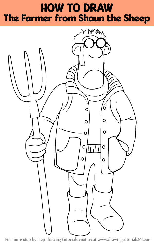 How to Draw The Farmer from Shaun the Sheep (Shaun the Sheep) Step by ...