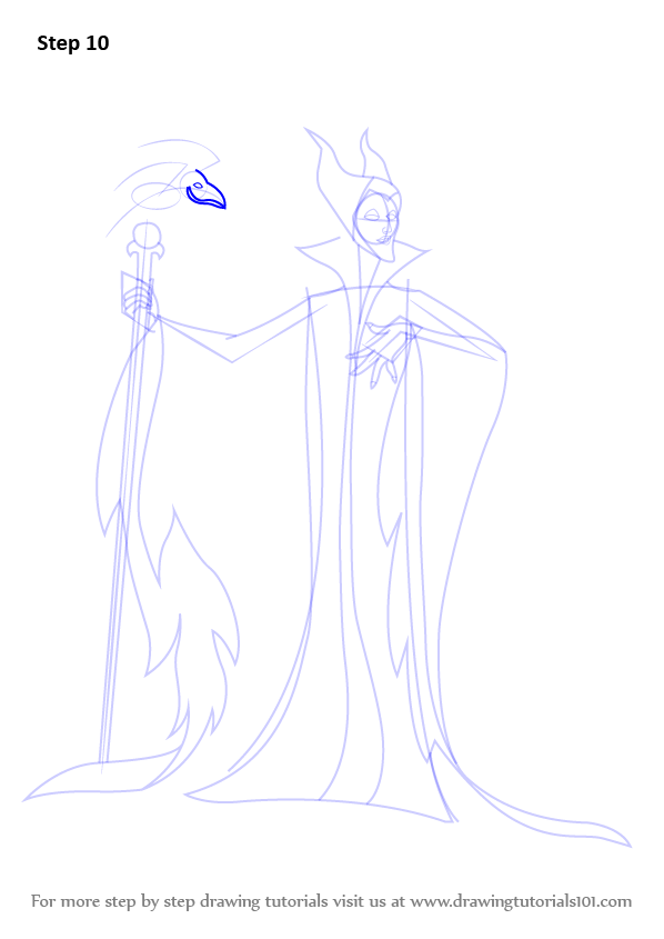 How to Draw Maleficent from Sleeping Beauty (Sleeping Beauty) Step by ...