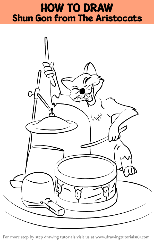 How to Draw Shun Gon from The Aristocats (The Aristocats) Step by Step ...