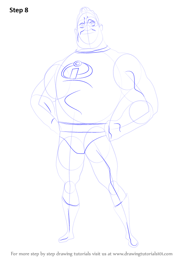How to Draw Mr. Incredible from The Incredibles (The Incredibles) Step ...