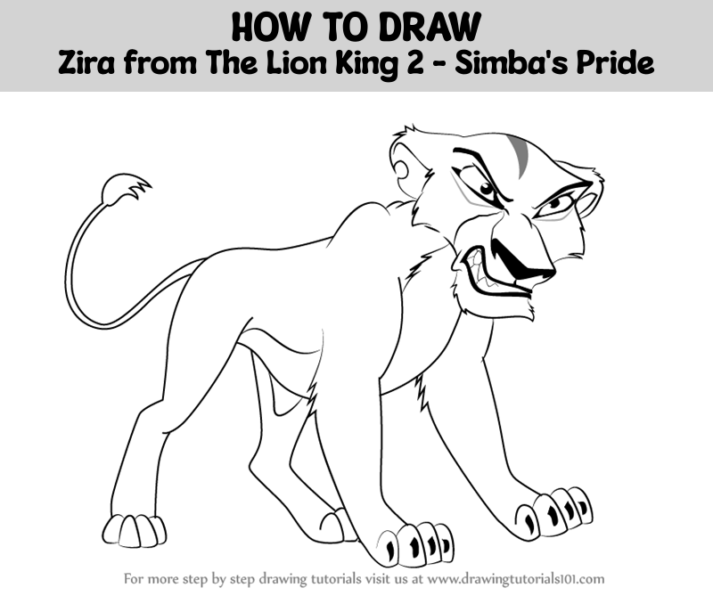 How to Draw Zira from The Lion King 2 - Simba's Pride (The Lion King 2 ...