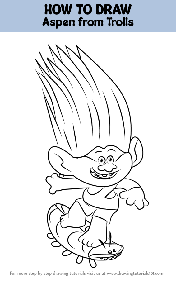 How to Draw Aspen from Trolls (Trolls) Step by Step | DrawingTutorials101.com