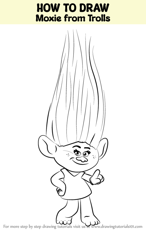 How to Draw Moxie from Trolls (Trolls) Step by Step | DrawingTutorials101.com