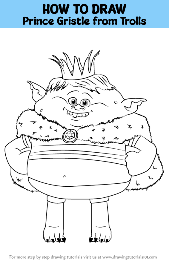 How to Draw Prince Gristle from Trolls (Trolls) Step by Step | DrawingTutorials101.com