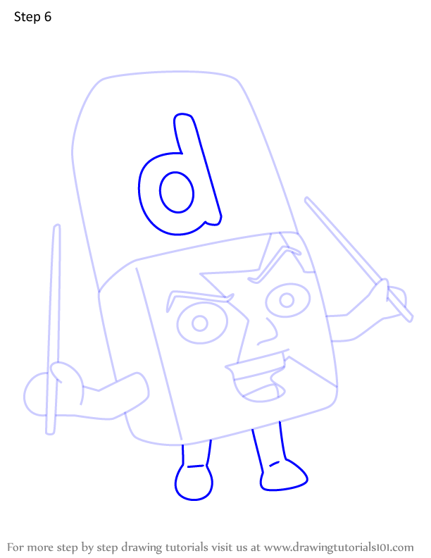 How to Draw D from Alphablocks (Alphablocks) Step by Step | DrawingTutorials101.com