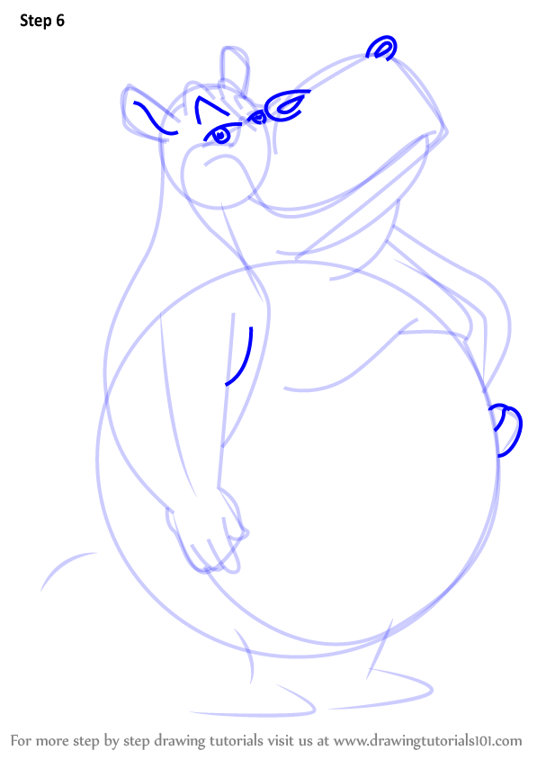 Step by Step How to Draw Flavio Hippo from Animaniacs ...
