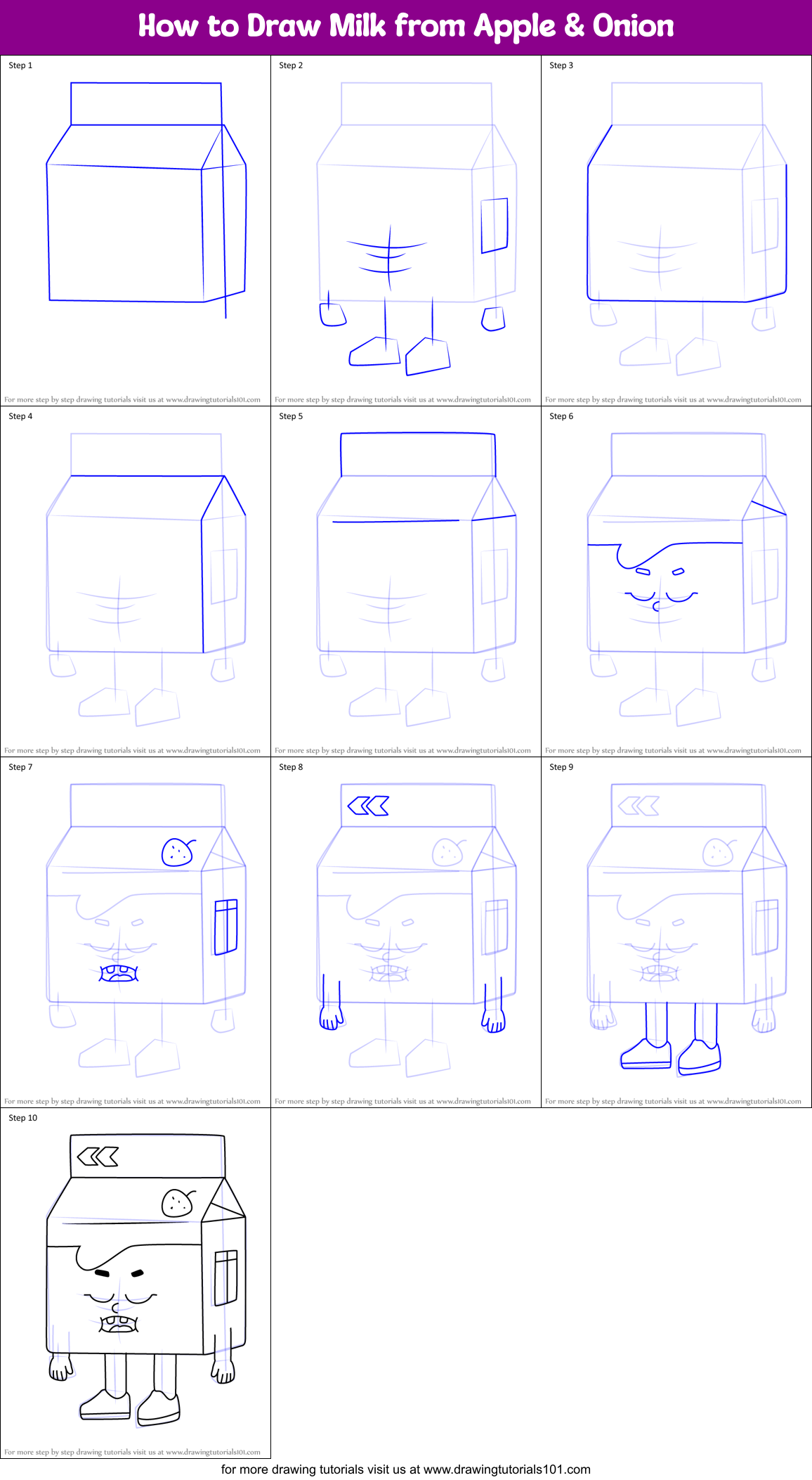 How to Draw Milk from Apple & Onion (Apple & Onion) Step by Step ...