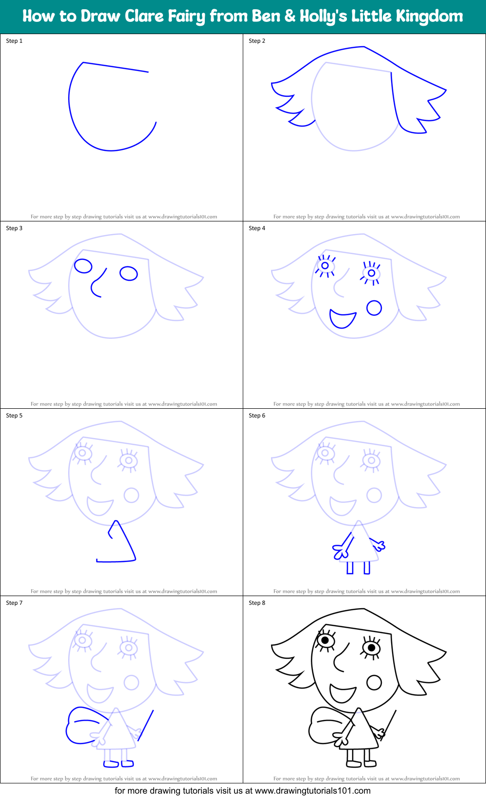 How to Draw Clare Fairy from Ben & Holly's Little Kingdom (Ben & Holly ...