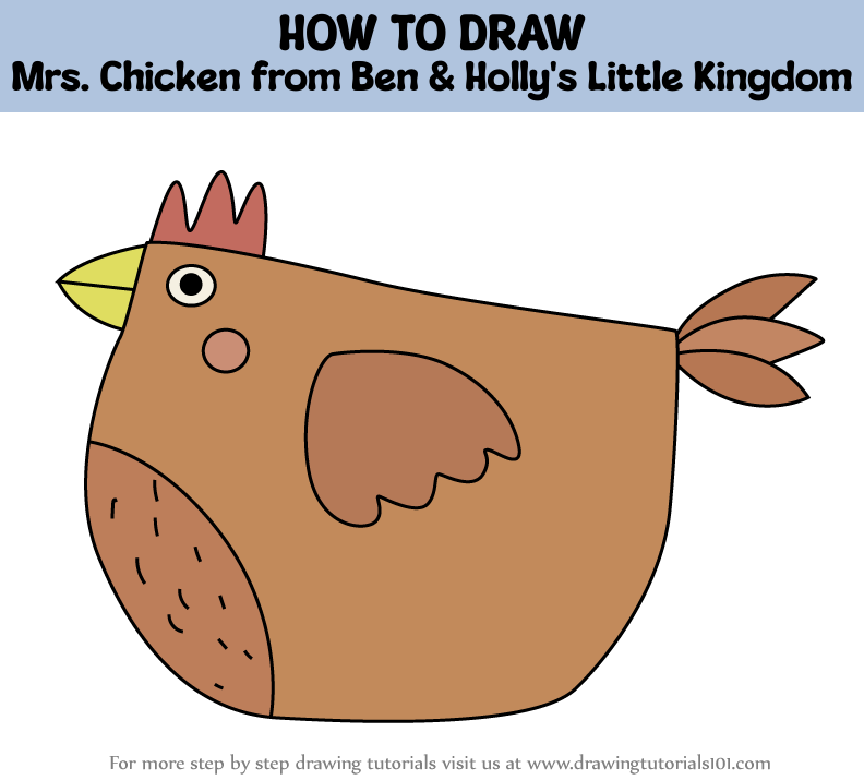 How to Draw Mrs. Chicken from Ben & Holly's Little Kingdom (Ben & Holly ...