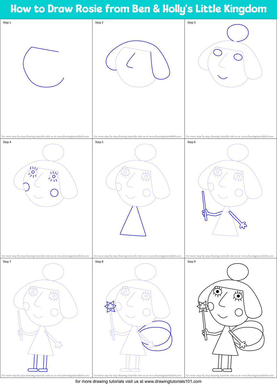 How to Draw Rosie from Ben & Holly's Little Kingdom (Ben & Holly's ...