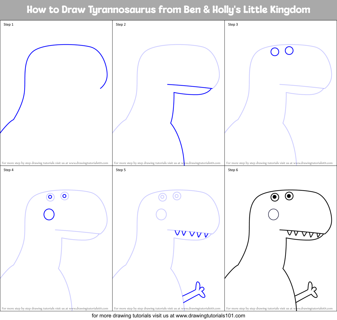How to Draw Tyrannosaurus from Ben & Holly's Little Kingdom (Ben ...
