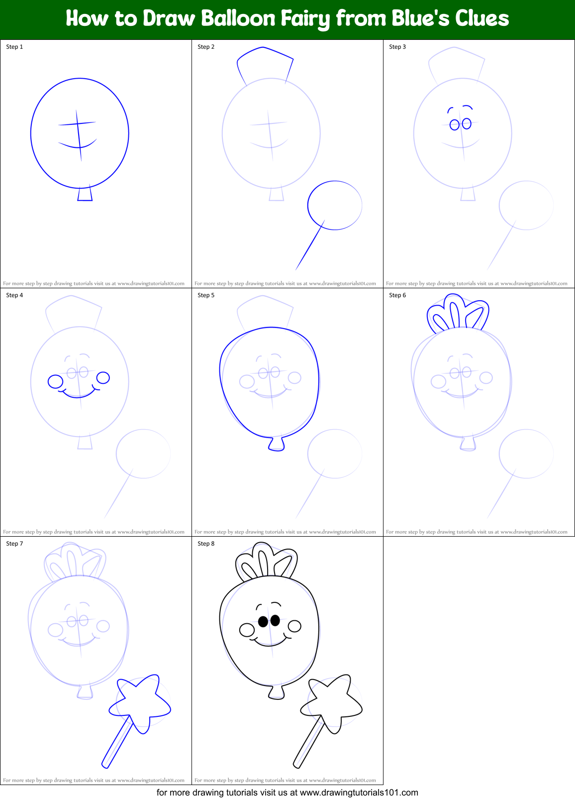How to Draw Balloon Fairy from Blue's Clues (Blue's Clues) Step by Step ...