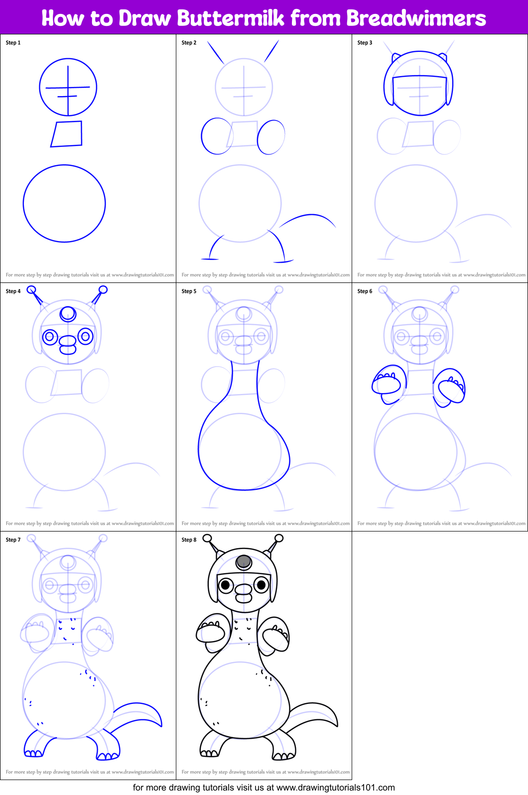 How to Draw Buttermilk from Breadwinners (Breadwinners) Step by Step ...